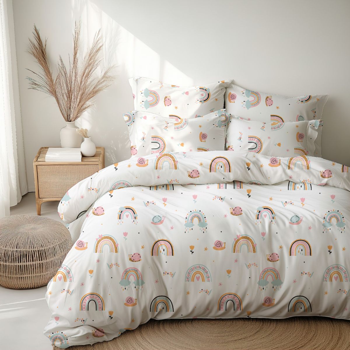 Ložní povlečení krepové - duha (LS411), 140 x 200 + 90 x 70, Zip ...